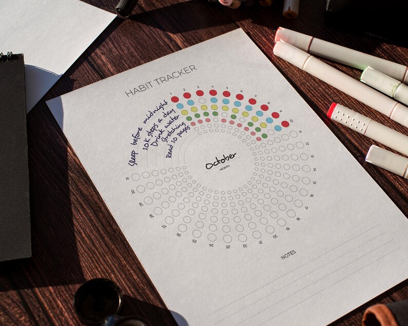 Habit Tracker - PRINTABLE Journal Page - Monthly Tracker - Monthly Goal ...