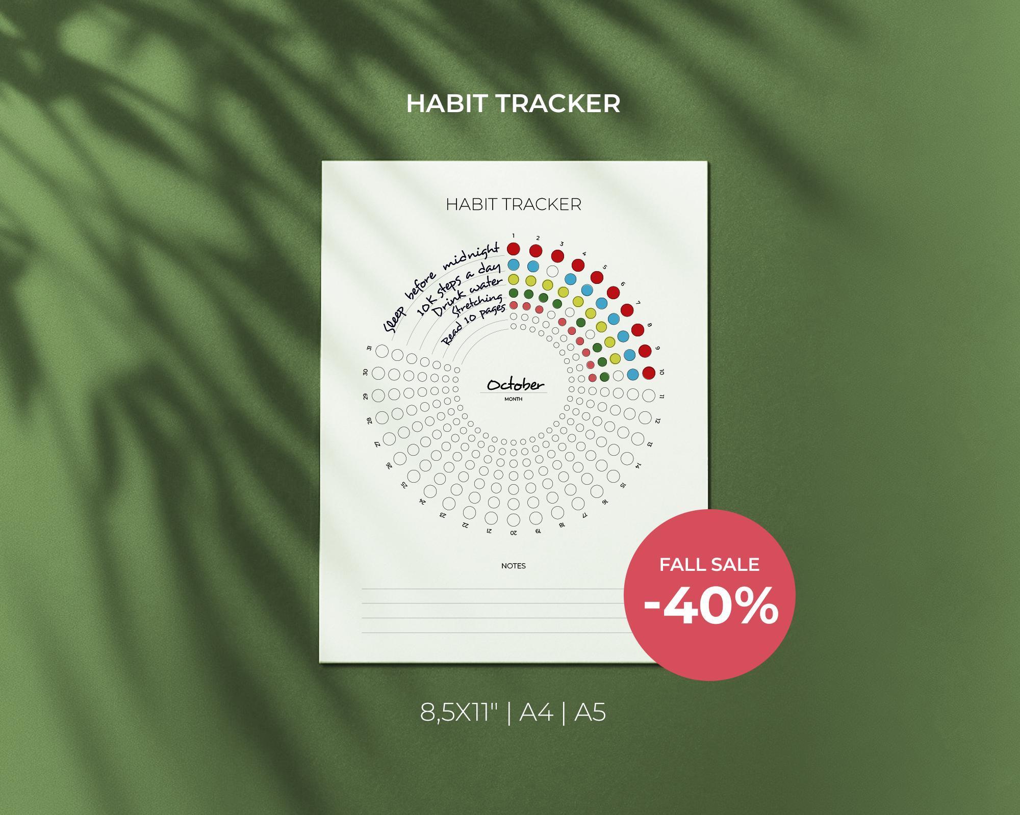 Habit Tracker - PRINTABLE Journal Page - Monthly Tracker - Monthly Goal ...