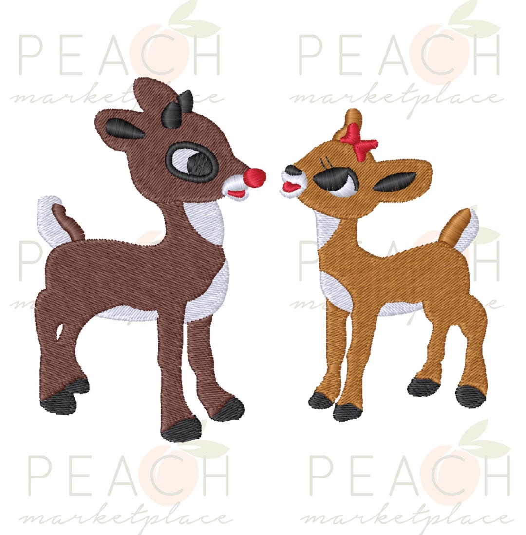 Rudolph the Red Nose Reindeer Christmas Embroidery File. Christmas ...