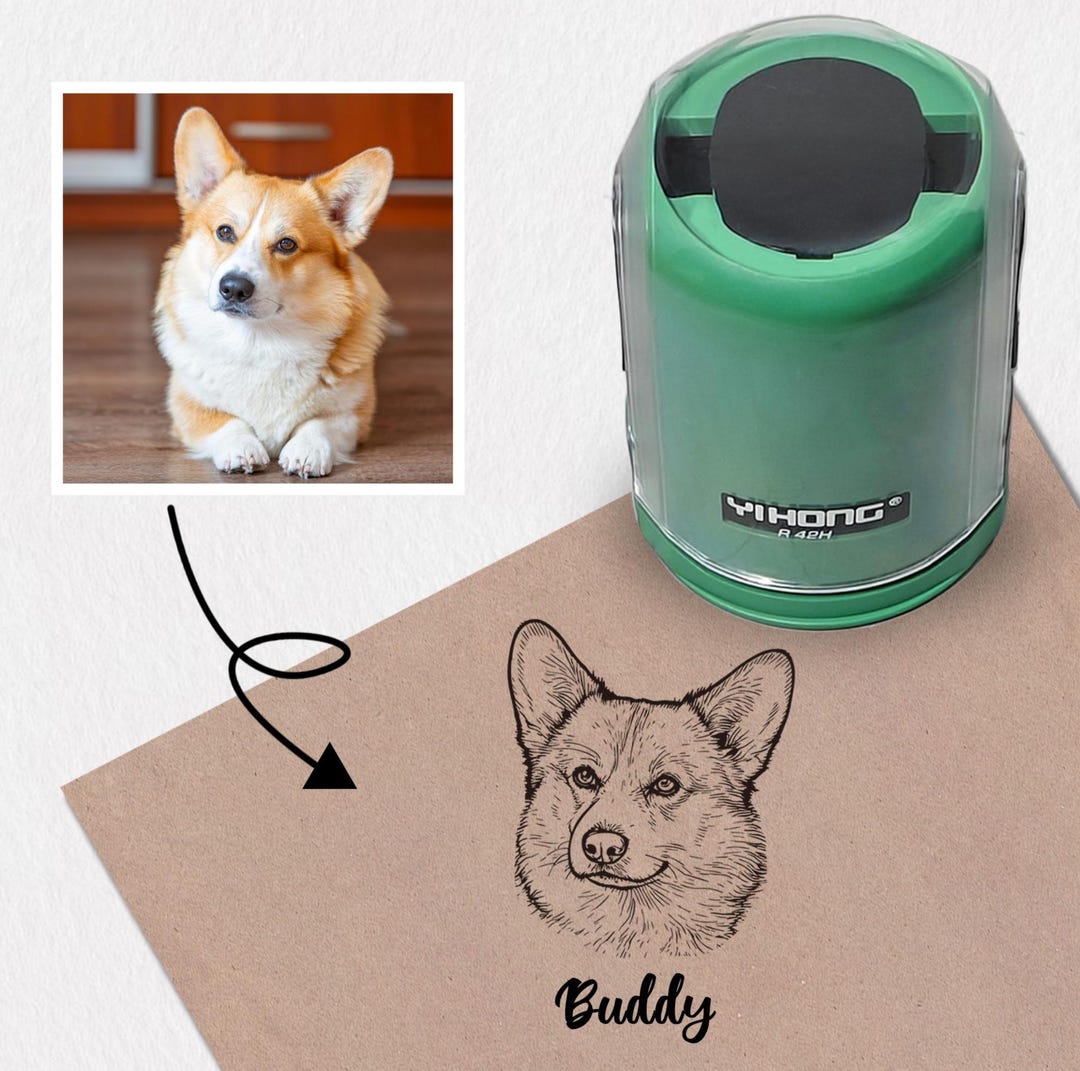 Custom Pet Stamp, Hand Drawn Pet Portrait Stamp, Personalized Memorial ...