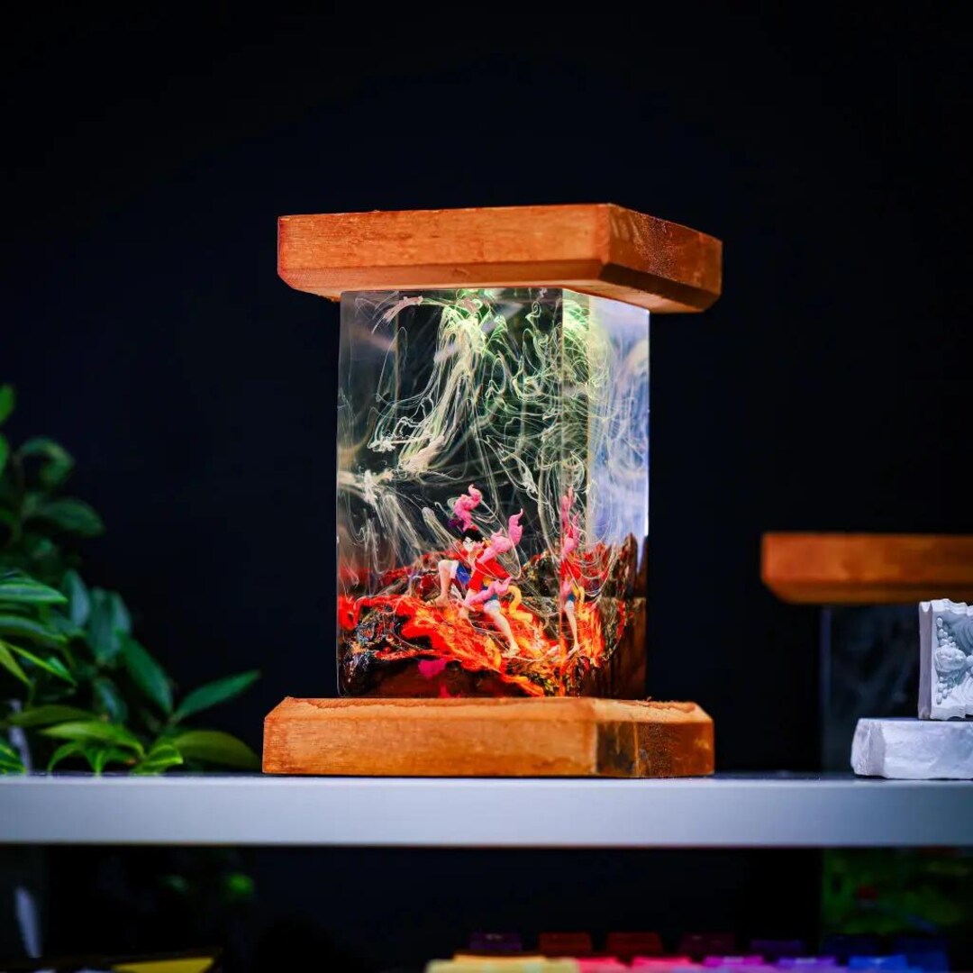 L.uf/fy D Monkey Epoxy Resin Wood Lamp Night Light Unique Her Him Mom Dad Kid Lover Fans ...