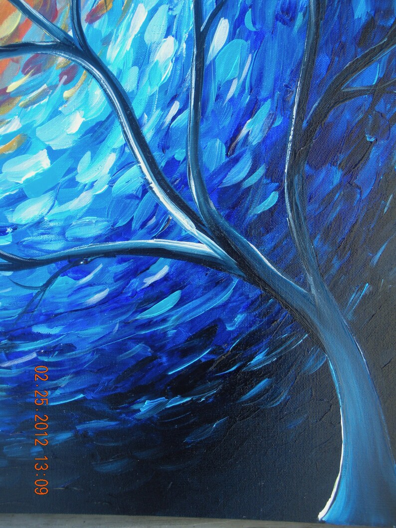 Azul arte impresionista pintura pintura sol pintura paisaje de | Etsy