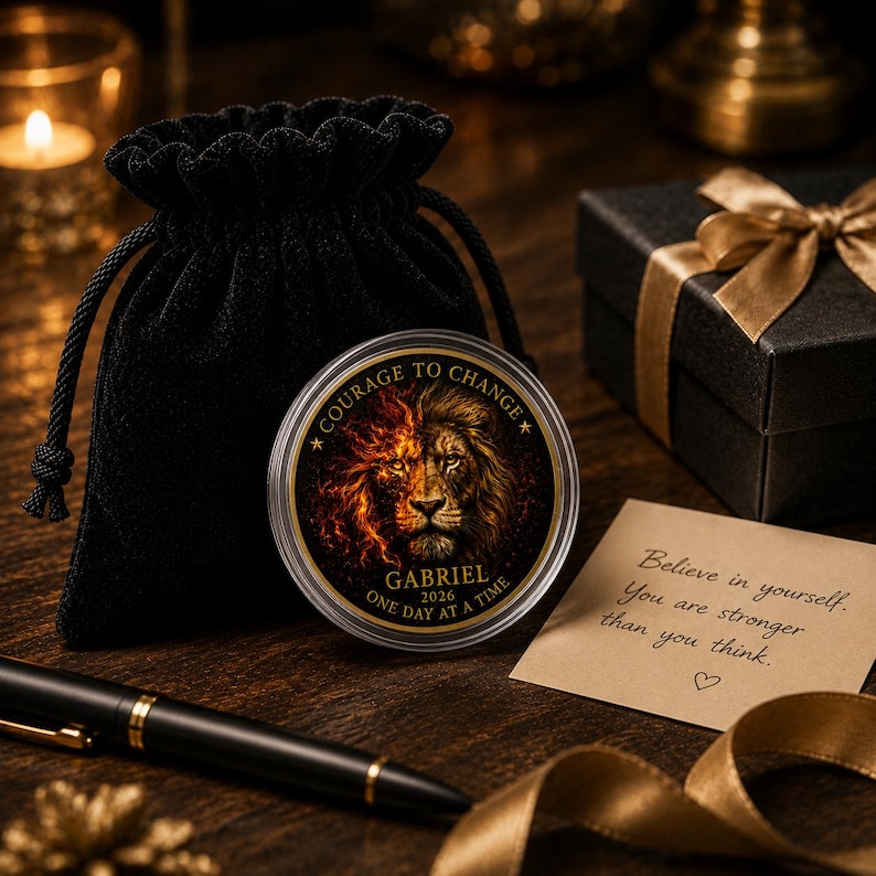 Personalized Lion Challenge Coin | Courage to Change Gift | Strength ...