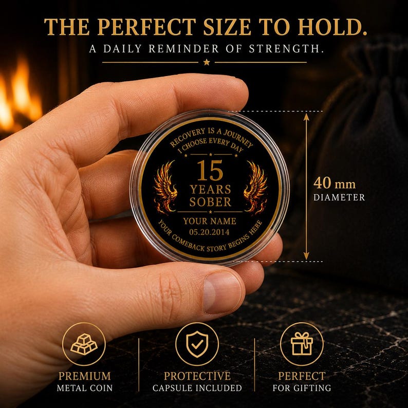 Personalized Phoenix Sobriety Coin, AA NA Recovery Milestone Token ...