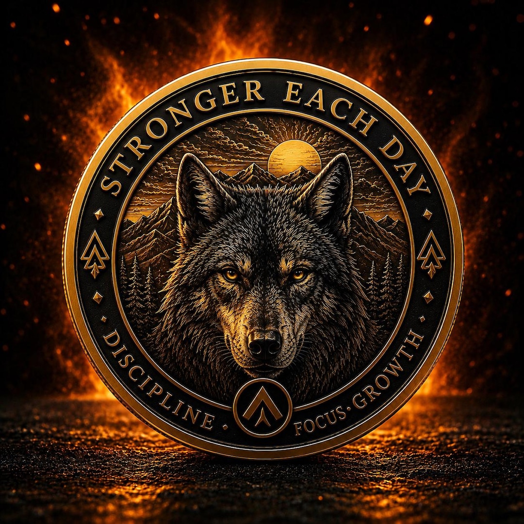 Motivational Discipline Coin, Wolf Focus Growth Token, Men's Success ...