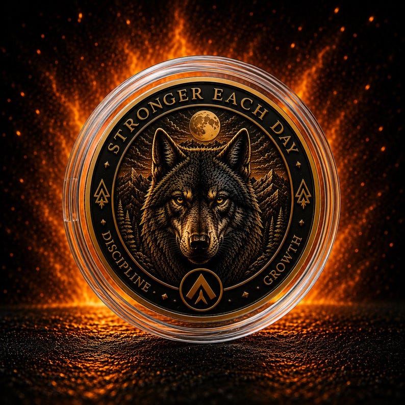 Motivational Discipline Coin, Wolf Focus Growth Token, Men's Success ...