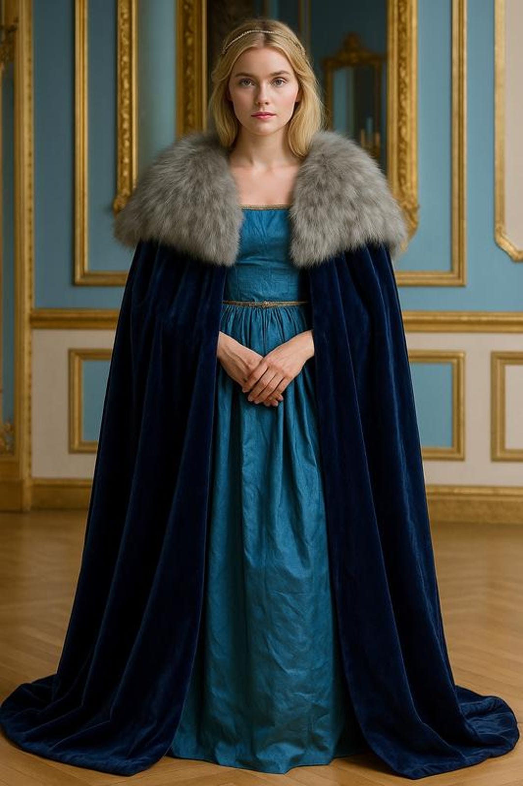 Royal Velvet Faux Fur Cloak, Fantasy Costume, Viking Robe, Medieval ...