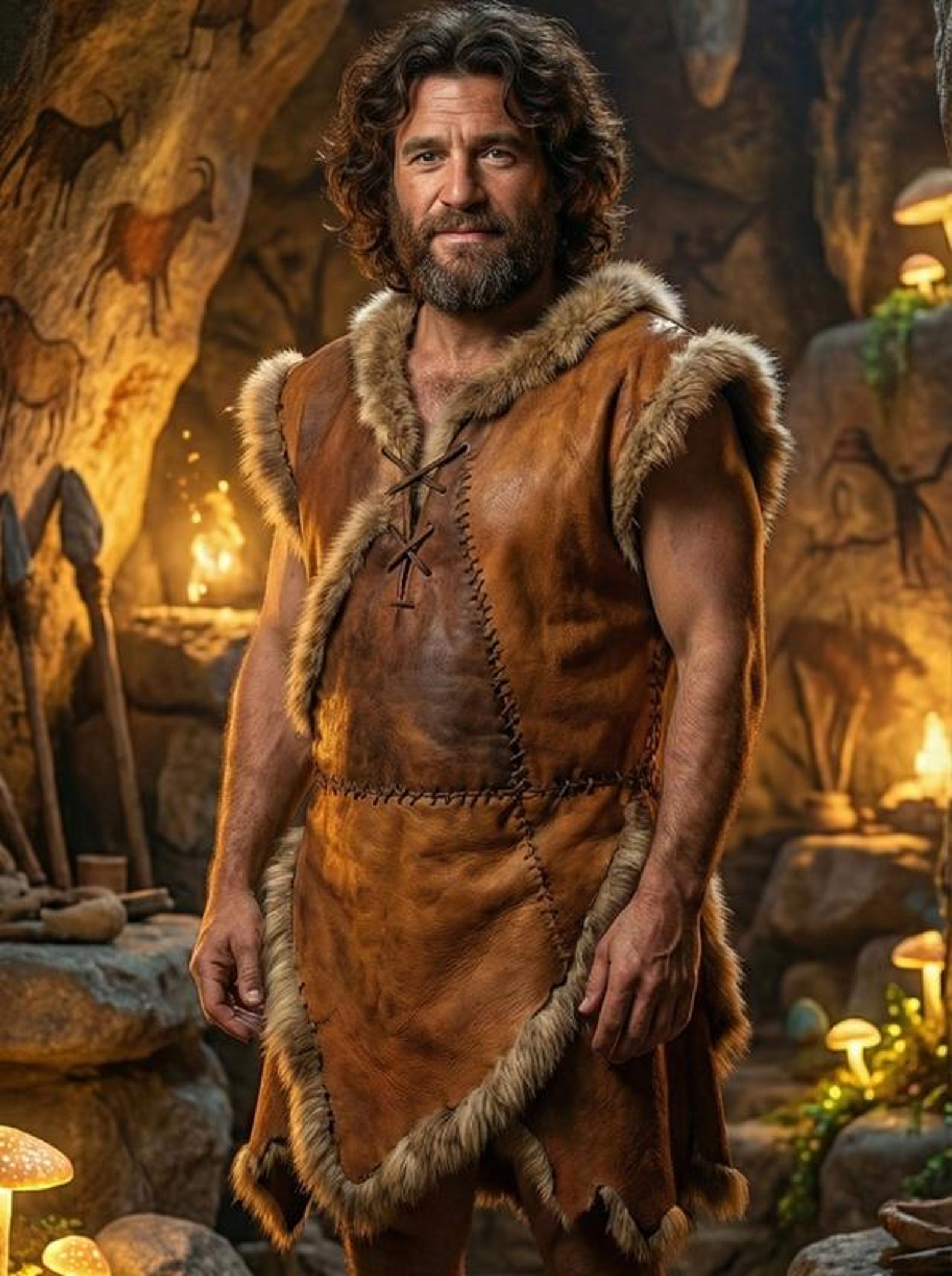 Stone Age Outfit for Men | Handmade Cave Man Costume, Ancient Leather ...