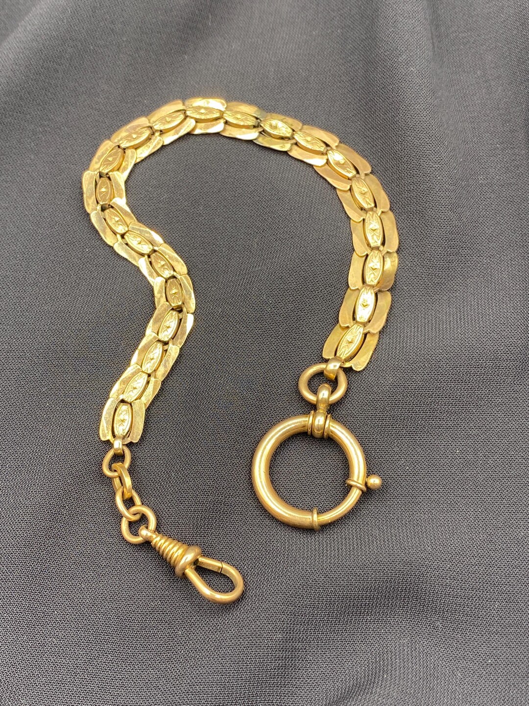 Antique Victorian Watch Chain, Rose Gold Plated, Gold-filled Spring ...
