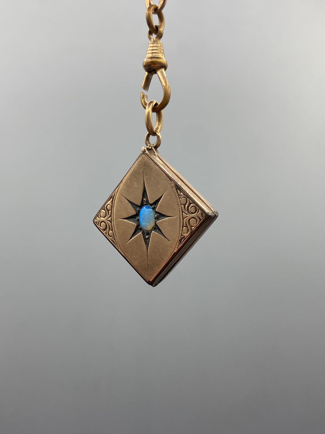 Antique Victorian Medallion With Opal and Enamel, Gold-filled Rose Gold ...