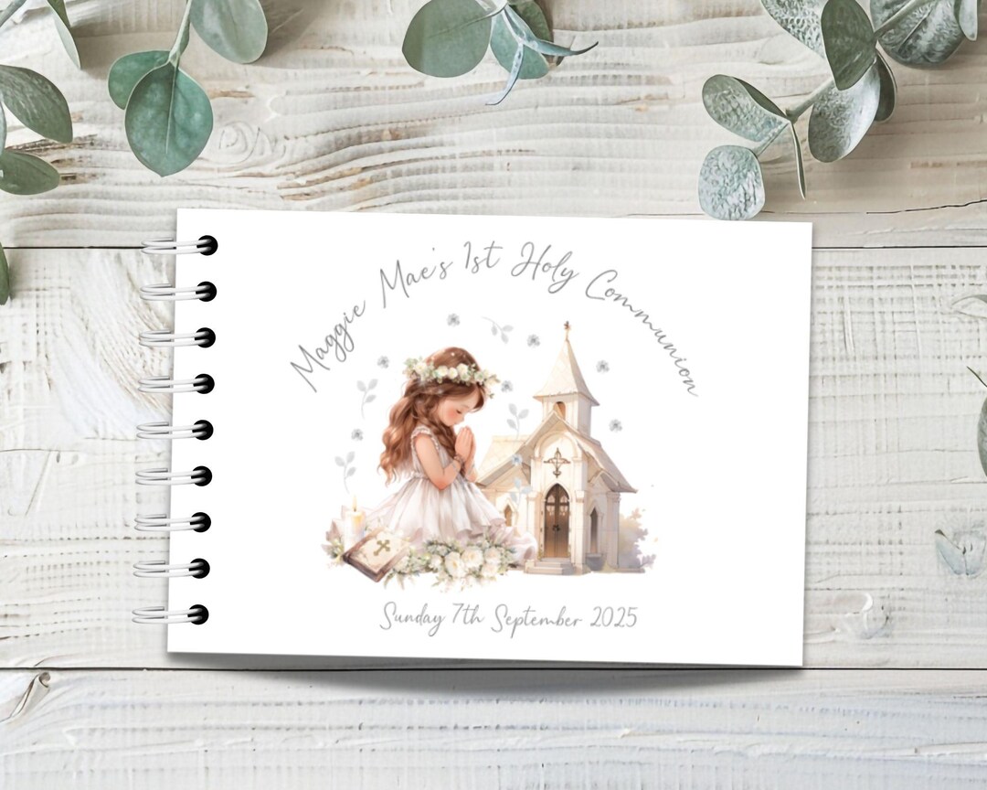 Personalised A5 First Holy Communion Guest Book: Christening Guestbook ...