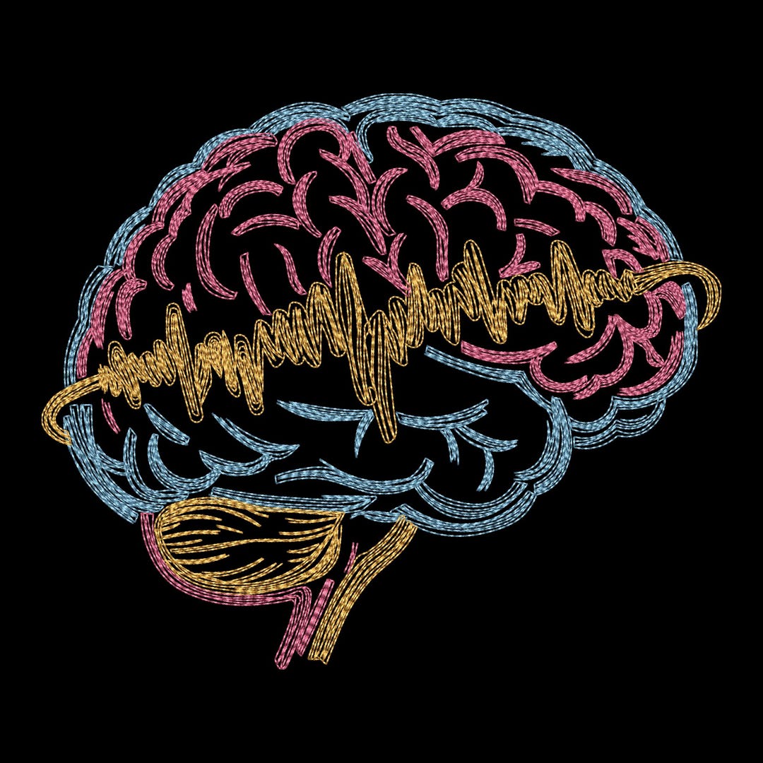 Neon Brain Embroidery Design, Anatomy Science Medical Embroidery Art ...