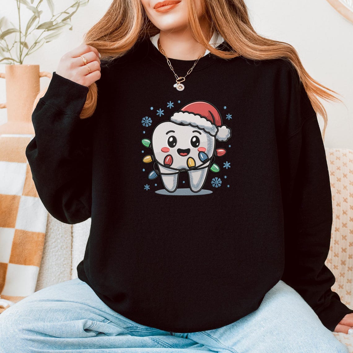 Tooth Christmas Snowman Embroidery Design, Dentist Holiday Pattern ...