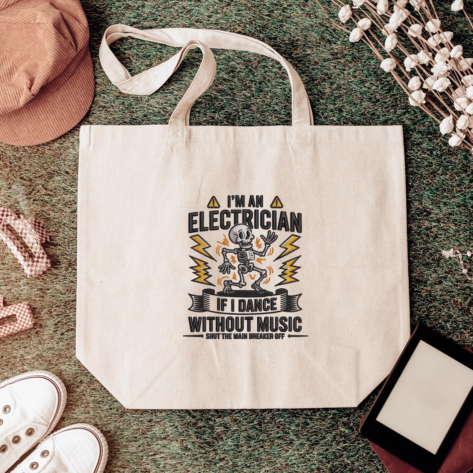 Funny Electrician Embroidery Design, Electrician Skeleton Quote Machine ...