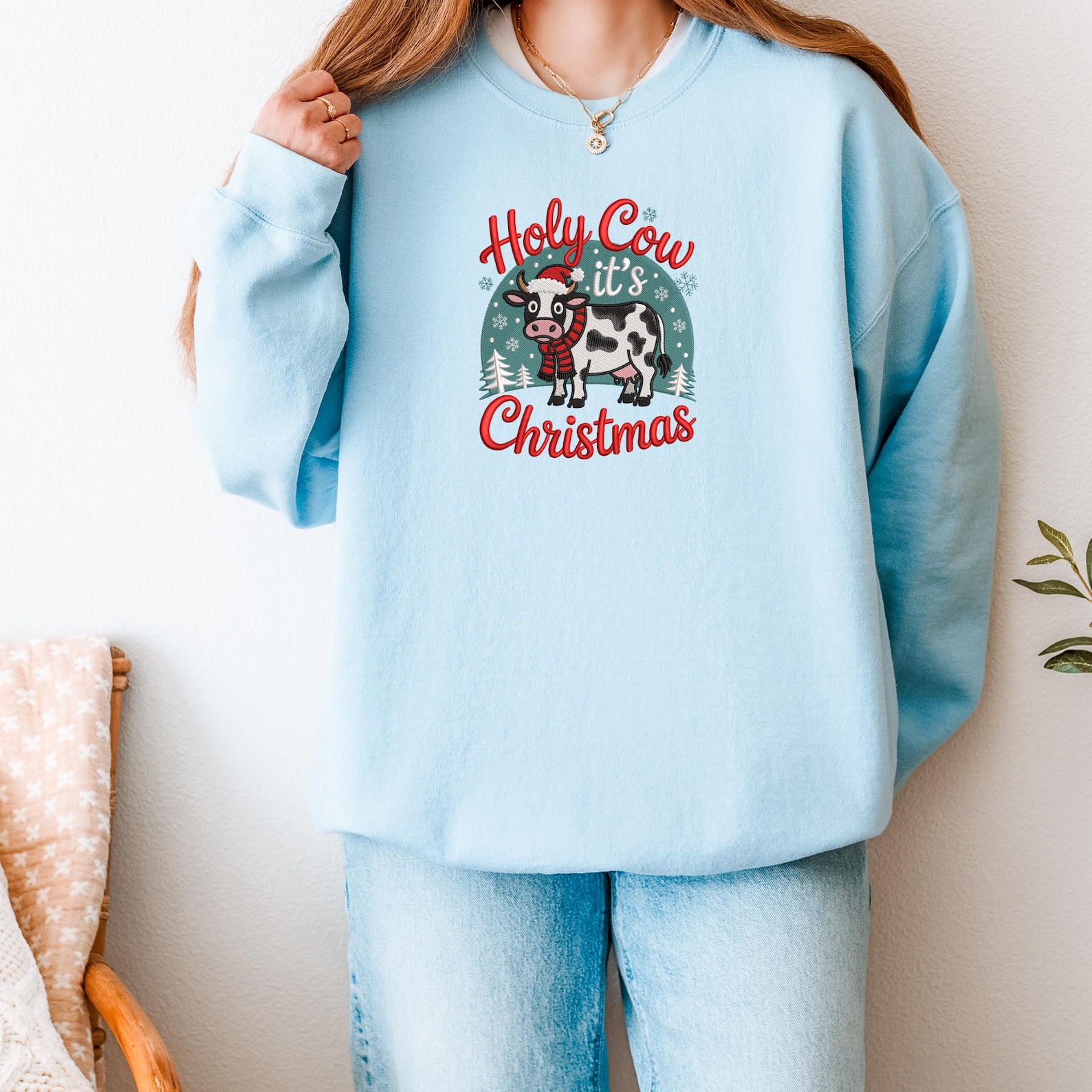 Holy Cow Christmas Embroidery Design, Funny Farm Animal Machine ...
