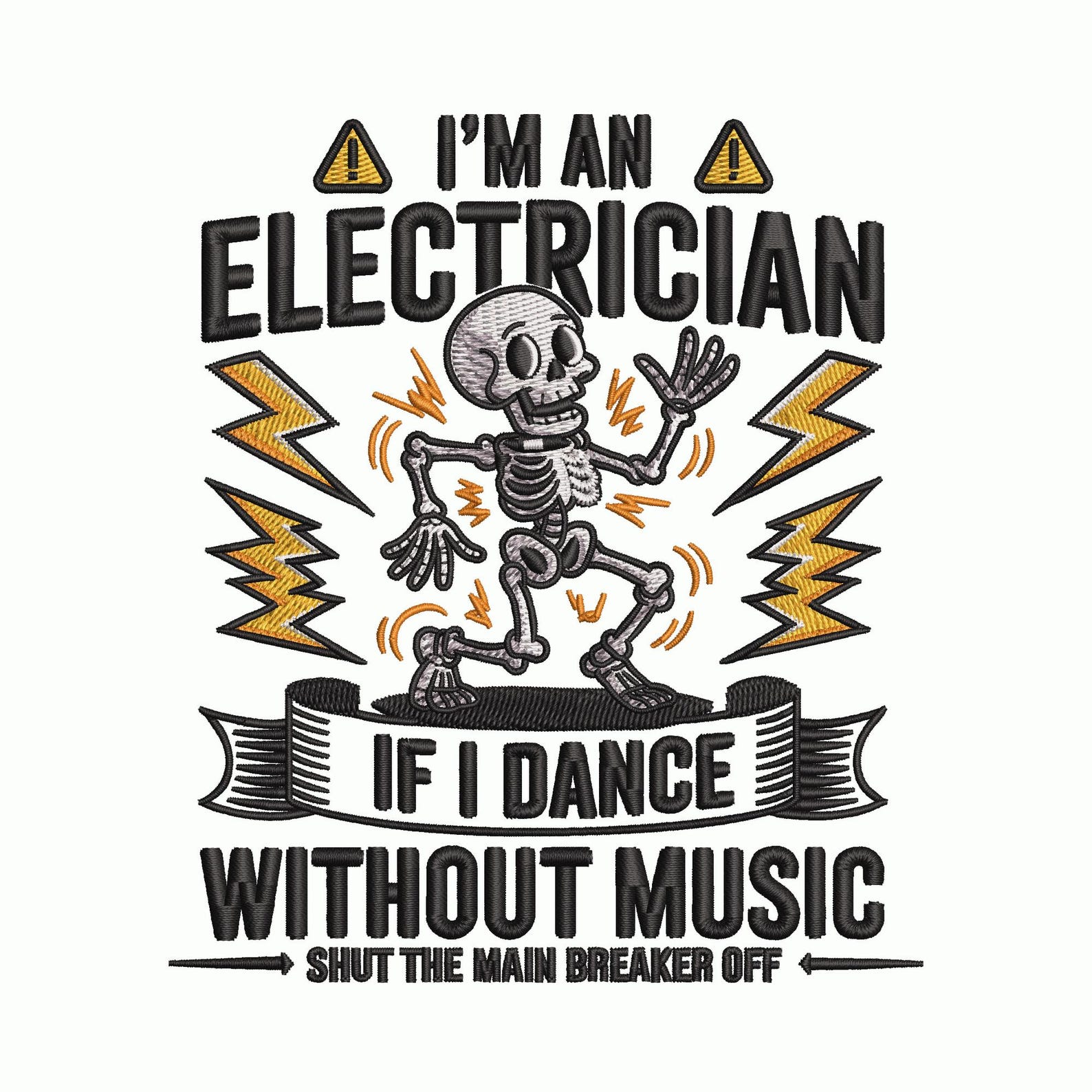 Funny Electrician Embroidery Design, Electrician Skeleton Quote Machine ...