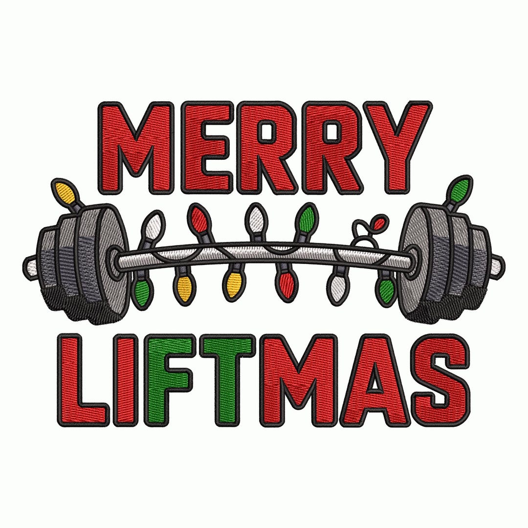 Merry Liftmas Embroidery Design, Funny Fitness Holiday Pattern ...