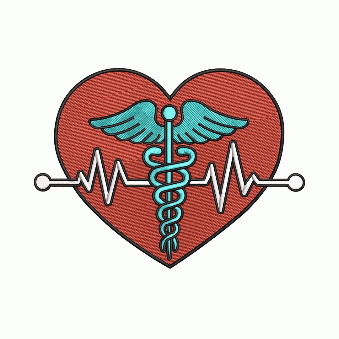 Medical Heartbeat Embroidery Design – Nurse or Doctor Gift Idea, Medical Symbol Stitch File, DST ...