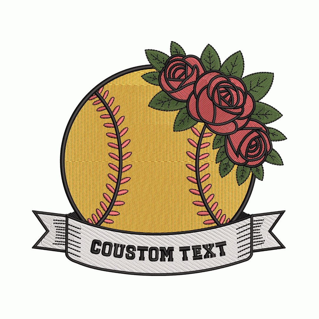 Softball Floral Custom Text Embroidery Design – Sports Mom Customizable ...