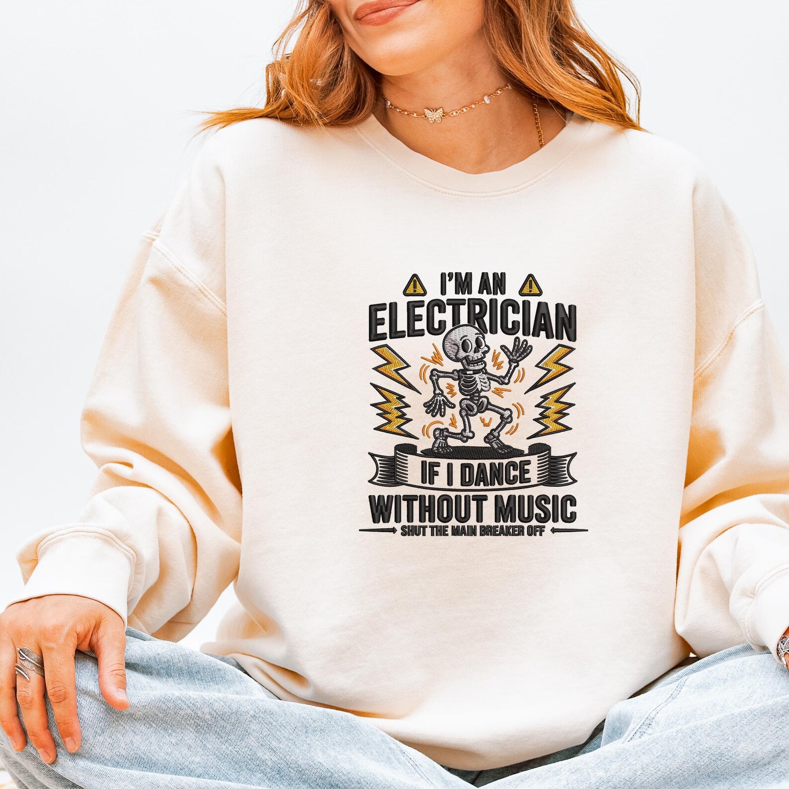 Funny Electrician Embroidery Design, Electrician Skeleton Quote Machine ...