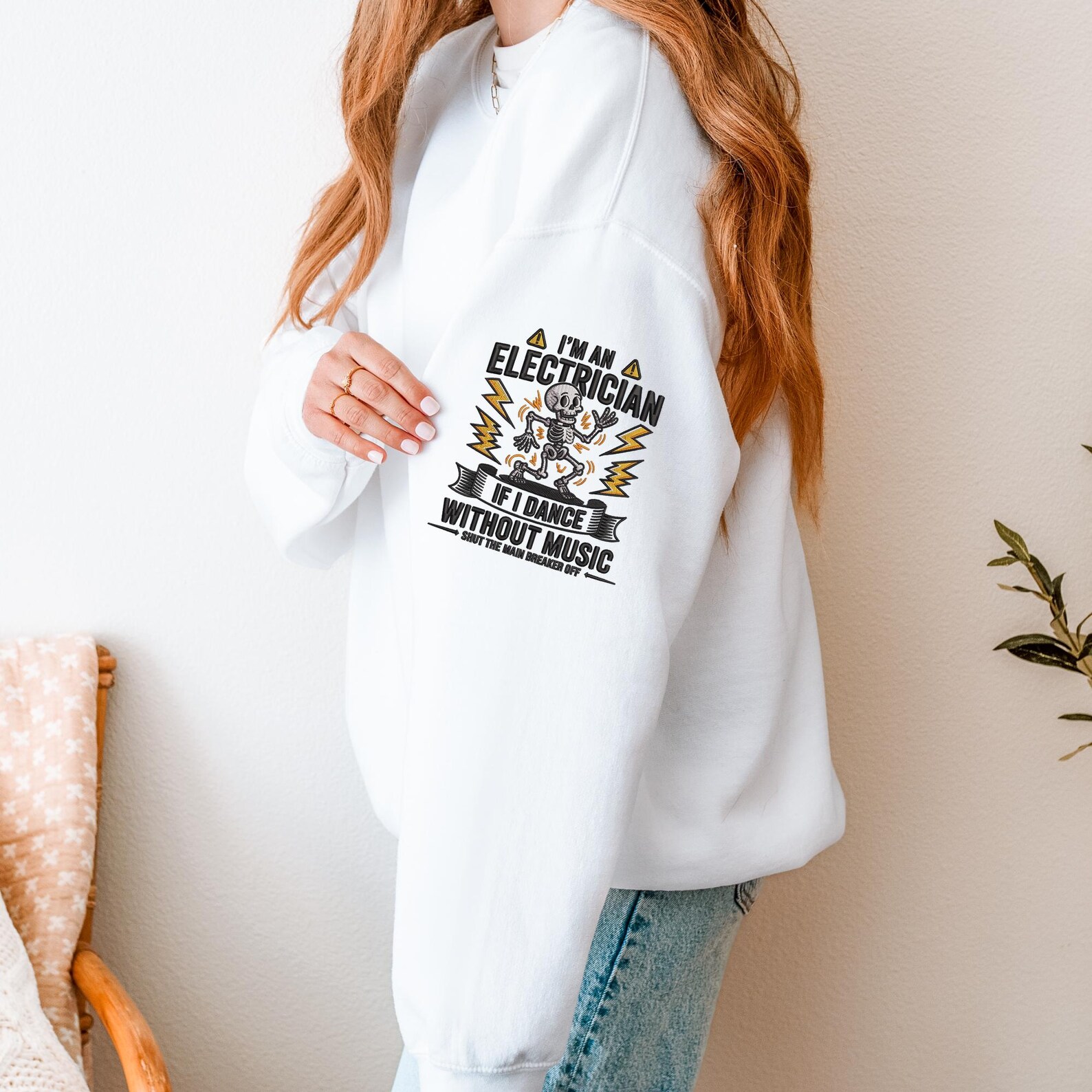 Funny Electrician Embroidery Design, Electrician Skeleton Quote Machine ...