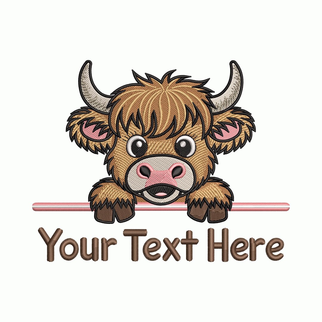 Custom Cow Line Embroidery Design, Minimal Outline Calf Pattern, Farm ...