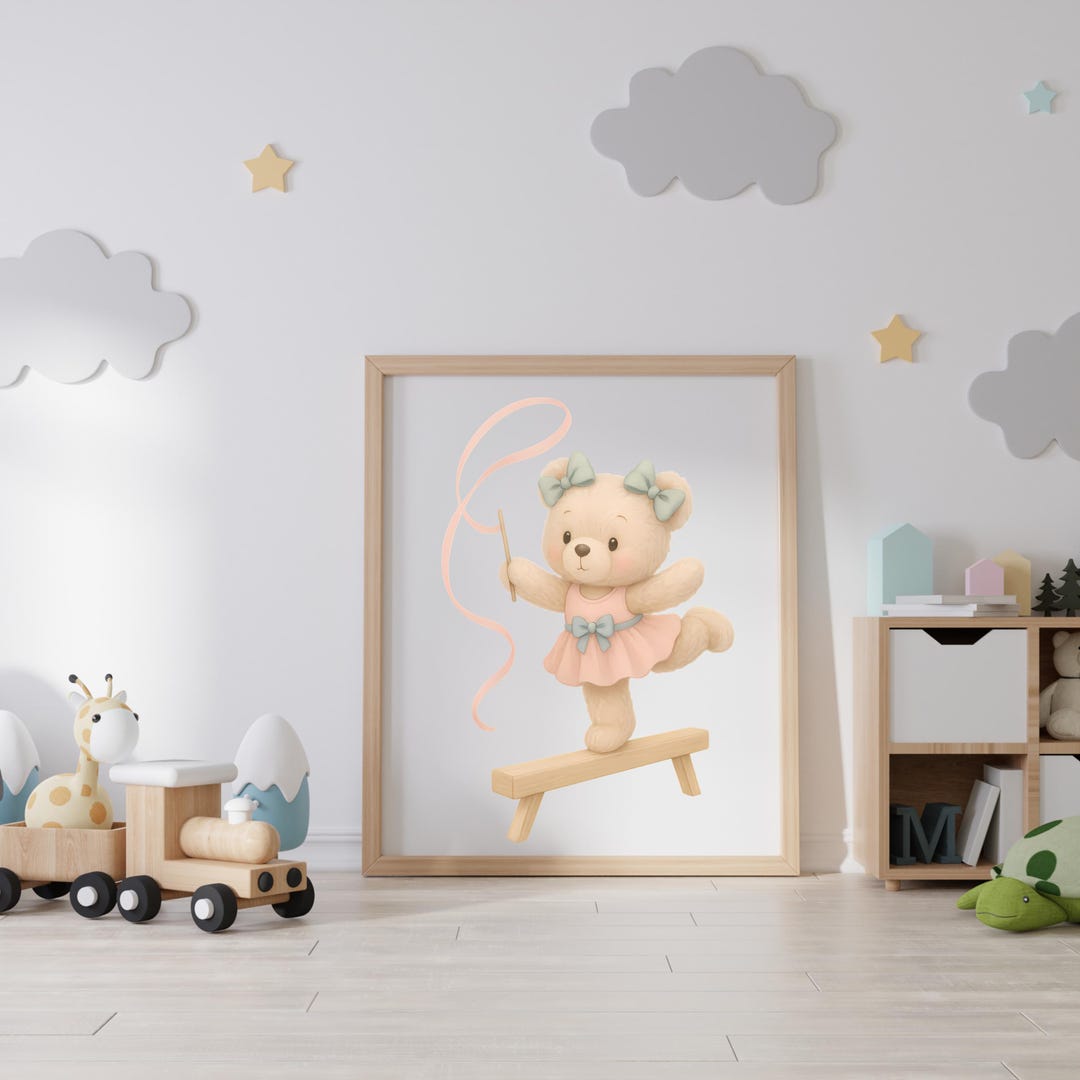 3D Plush Teddy Bear Gymnastics PNG | Pastel Soft Girl Teddy With Ribbon ...