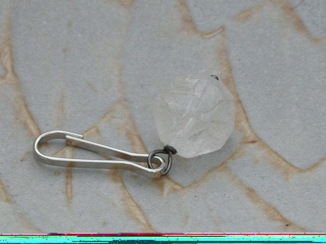 Icy Snowball Charm, Hammered Quartz Zipper Pull, Ski Jacket Zip Pull ...