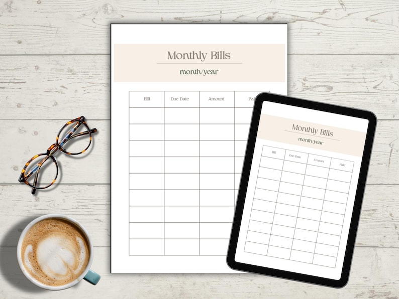 Monthly Bills Tracker Printable | Bill Payment Checklist | Minimal ...