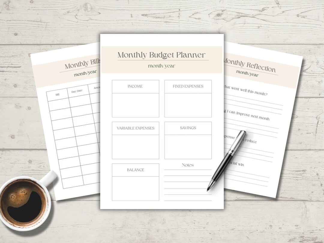 Monthly Budget Planner | Expense Tracker | Minimal Financial Planner ...