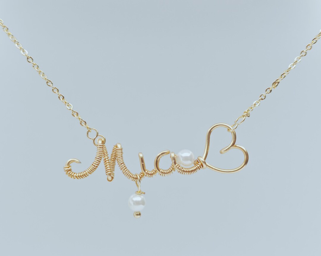 Custom 18K Gold Plated Name Necklace Mia: Personalized Wire Jewelry - Etsy