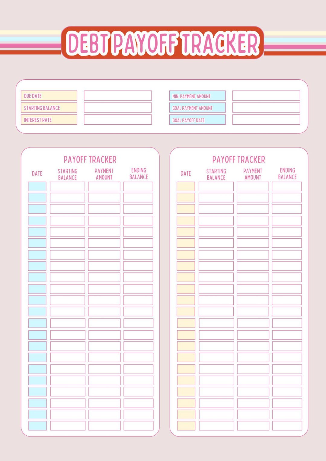 Pink Debt Payoff Template | Canva Savings Tracker | Digital Download ...
