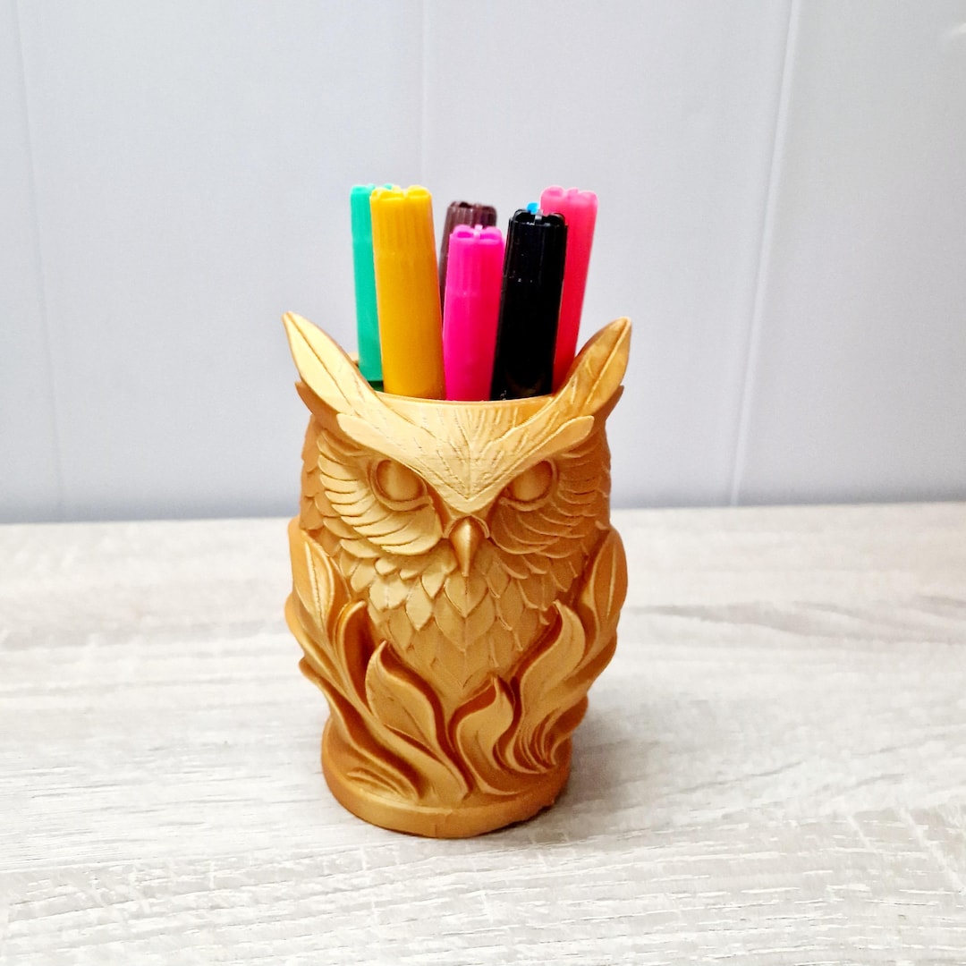 3D Printed Owl Pen Holder – Beautiful Desk Organizer | Symbol of Wisdom ...