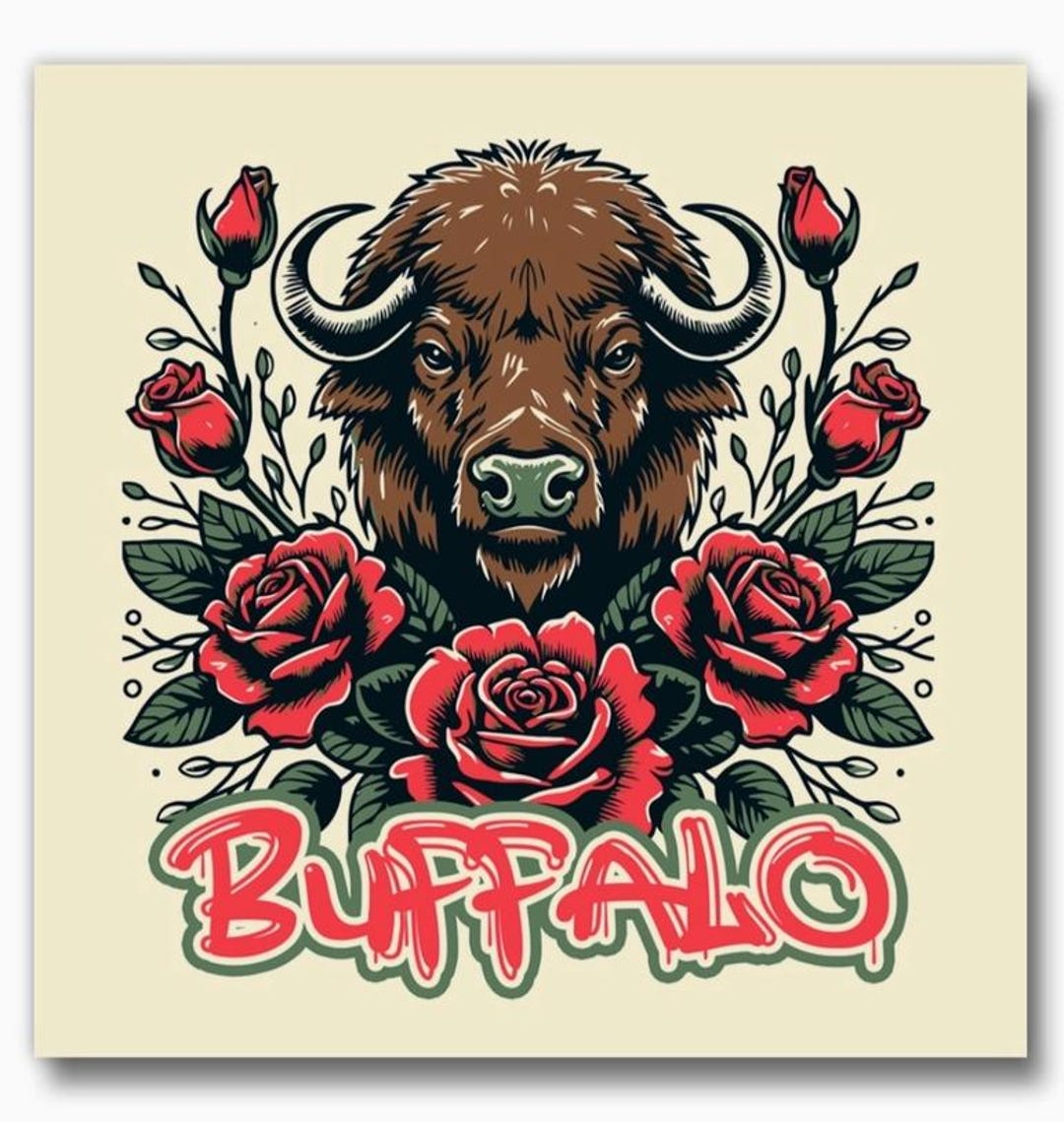Buffalo Floral Magnet 3x3 - Etsy