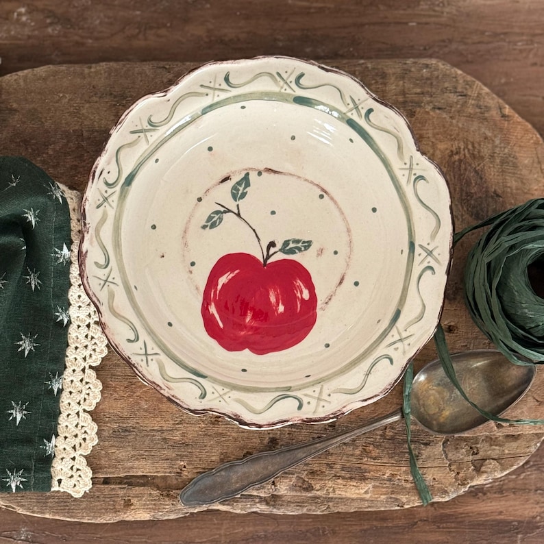 Handmade Stoneware Apple Plate: Artisanal Ceramic Dinnerware, 7.9 In - Etsy