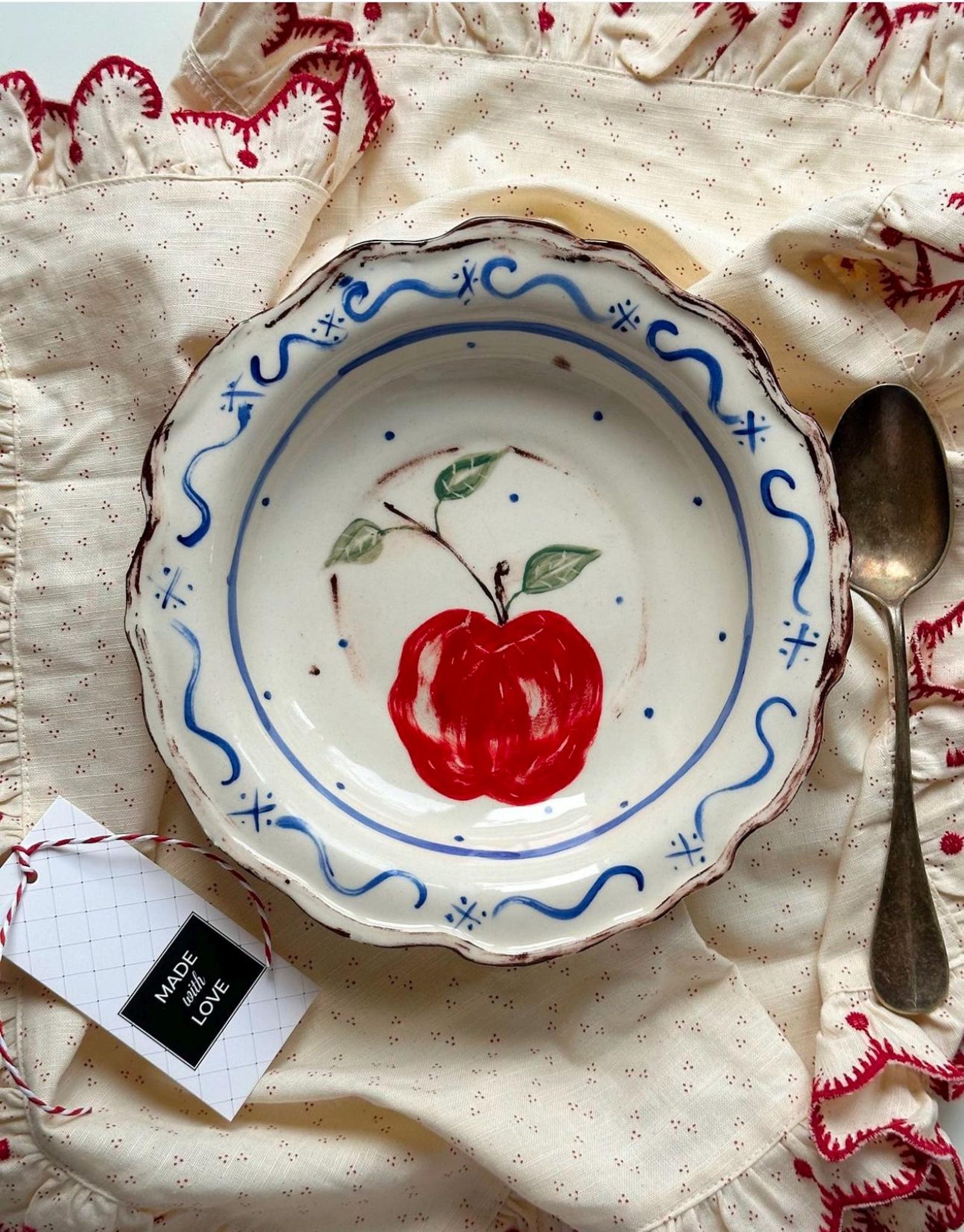Handmade Stoneware Apple Plate: Artisanal Ceramic Dinnerware, 7.9 In - Etsy