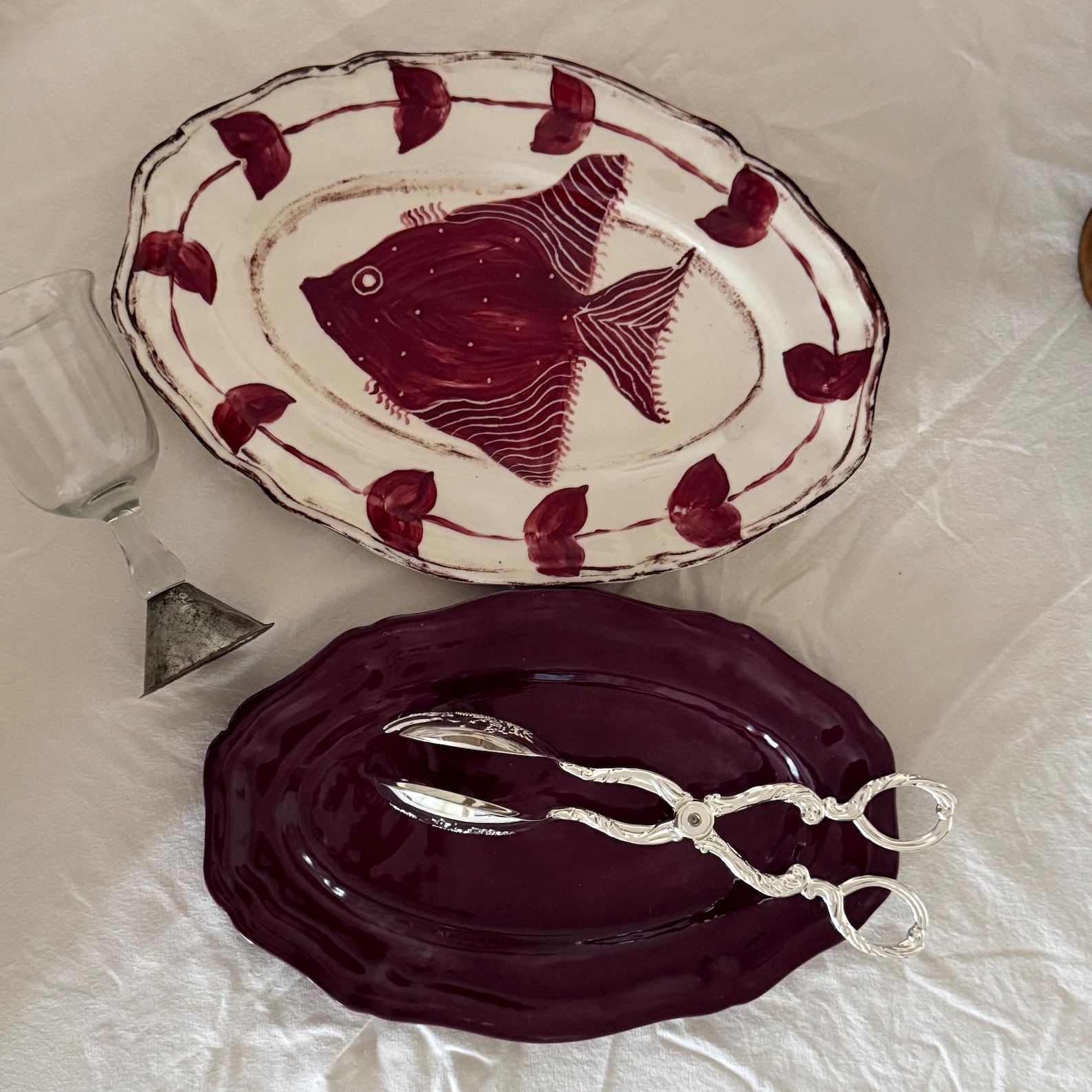 Stoneware Hand Painted Fish 2 Set Boat Plate, Special Design Handmade ...