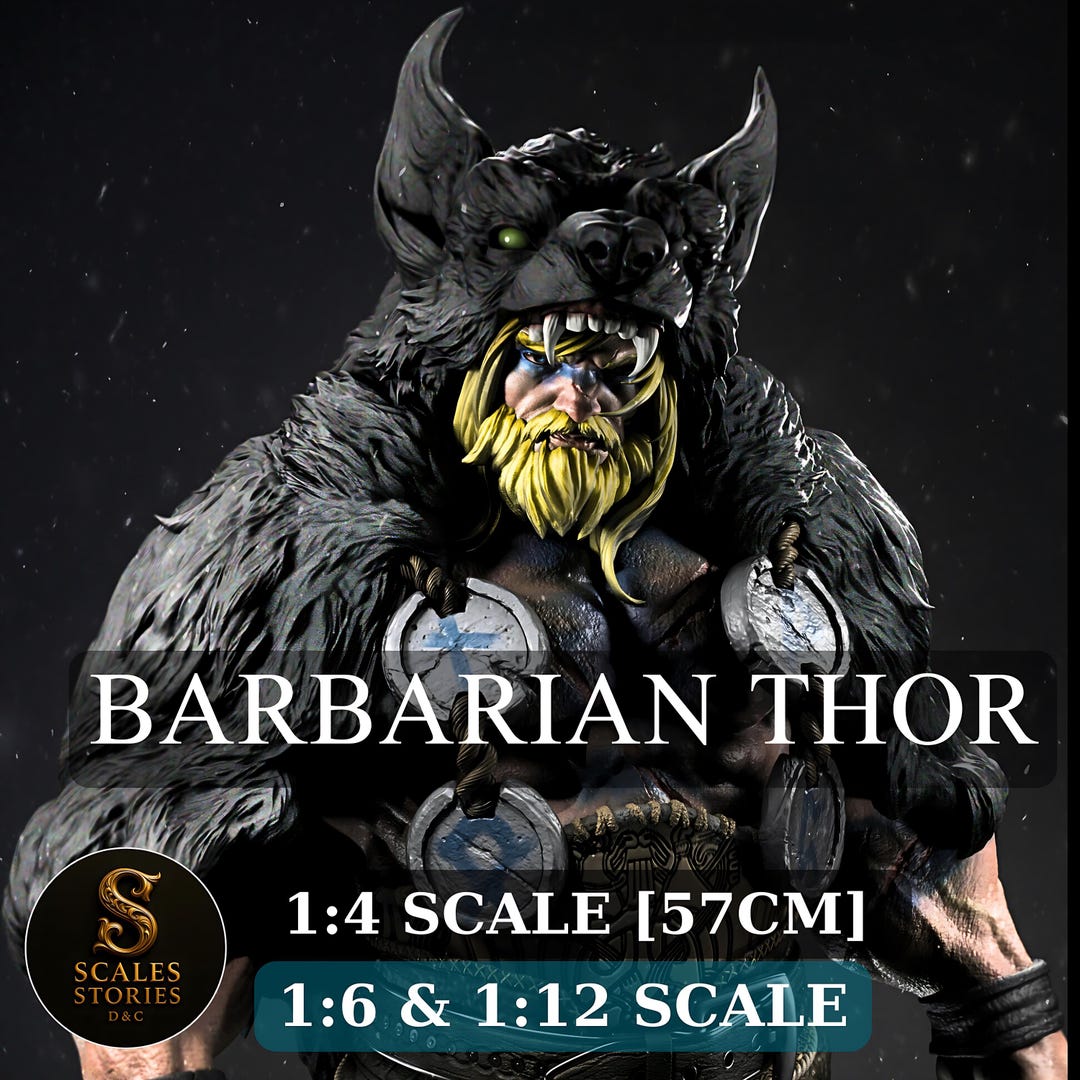 Barbarian Thor Resin Figure | Viking Norse Display Model | 1/4, 1/6 , 1 ...