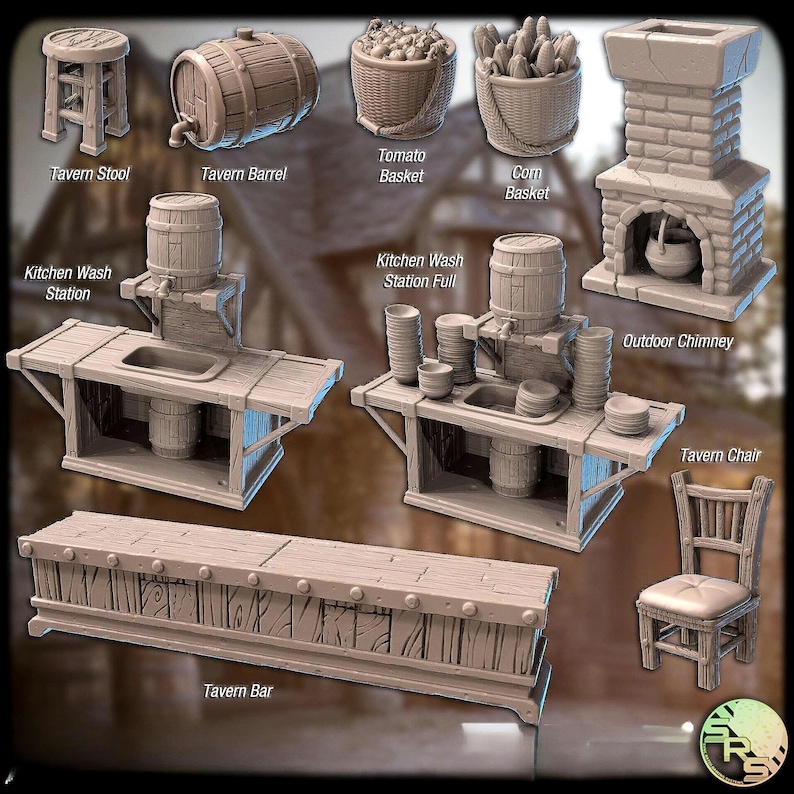 3D Print Medieval Tavern Furniture Set |dnd TTRPG Terrain | Fantasy ...