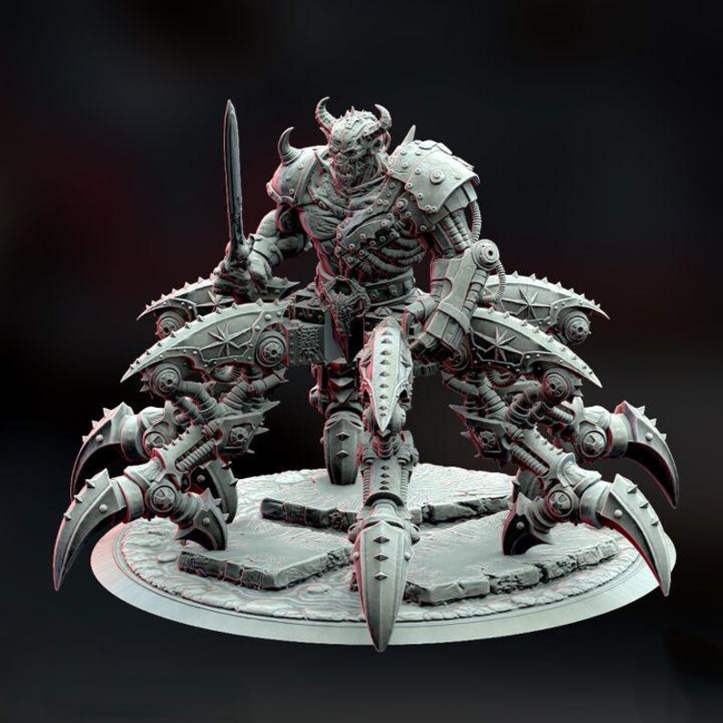 Gigantic Grimdark Warrior | TTRPG Dnd Miniature | 28 32mm Resin Figure ...