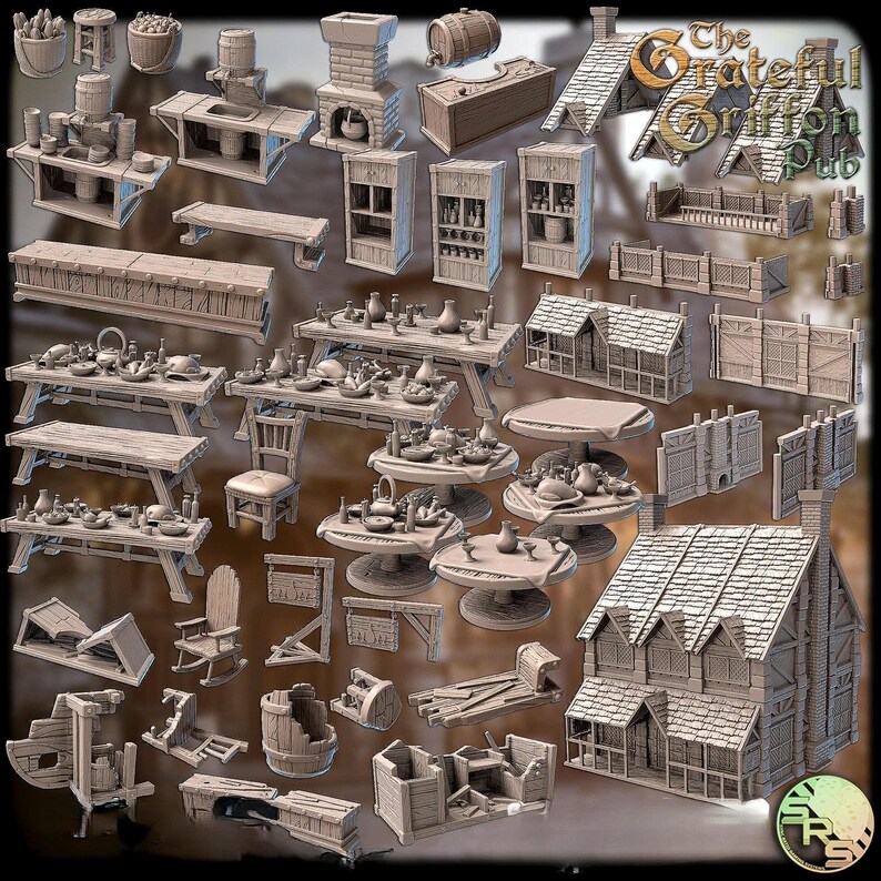 3D Print Medieval Tavern Furniture Set |dnd TTRPG Terrain | Fantasy ...