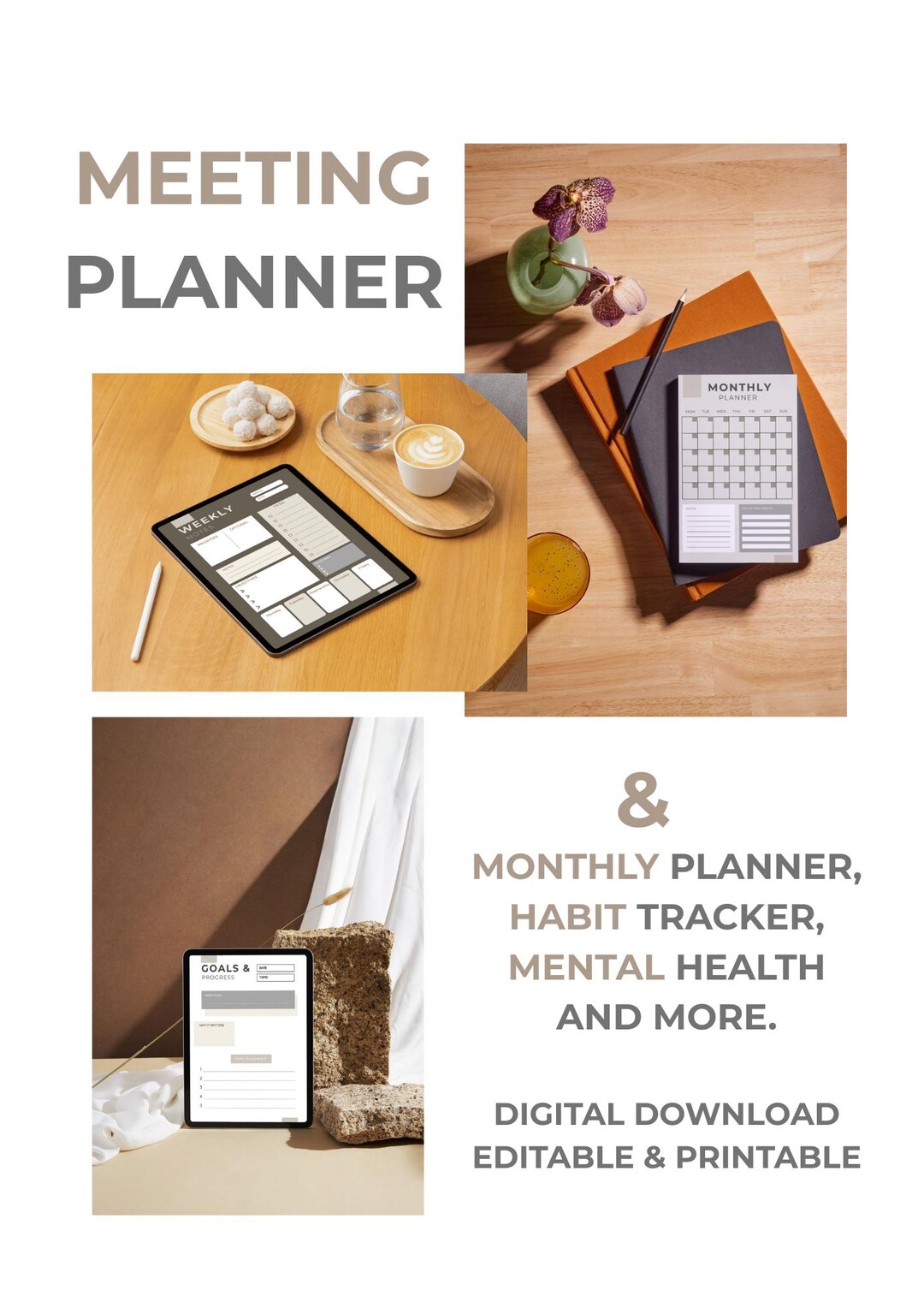 Planner Kit | Printable PDF + Monthly Planner + Habit Tracker and More ...