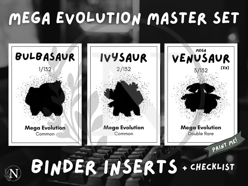 Pokemon Mega Evolution Master Set Printable Binder Inserts/placeholders ...