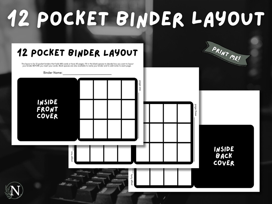 12 Pocket Printable Card Binder Layout/template - Etsy