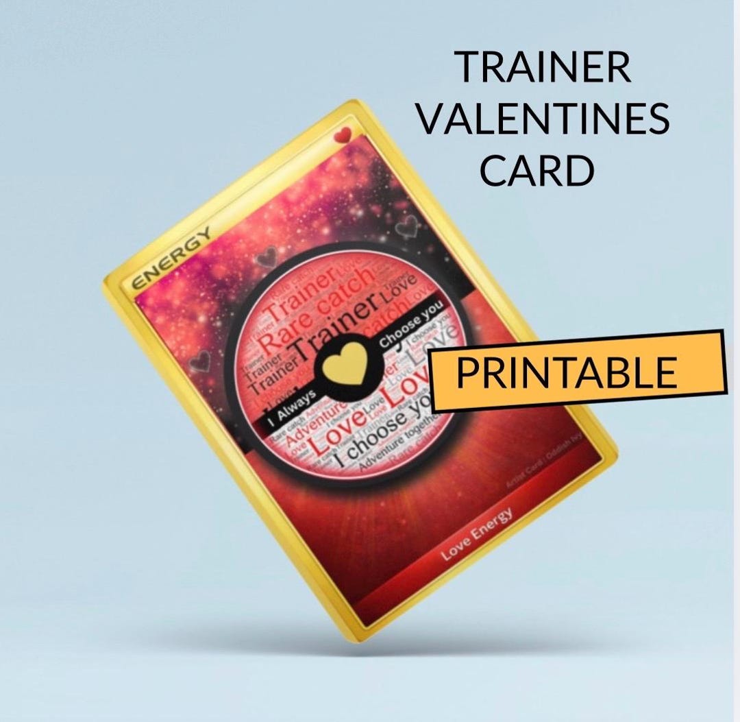 Pokémon Theme Trainer Valentines Day Card Printable - Etsy