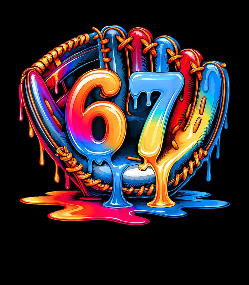 Baseball 67 Ice Cream Drip Png, Number 67 Player, Funny Six Seven, Gen ...