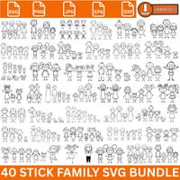 Stick Figure Clipart Bundle: 200 SVG PNG Files - Etsy Canada
