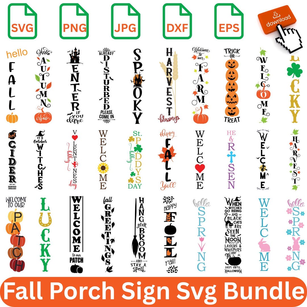Fall Porch Sign Svg Bundle, Fall Decor Svg, Thanks Giving Porch Sign ...