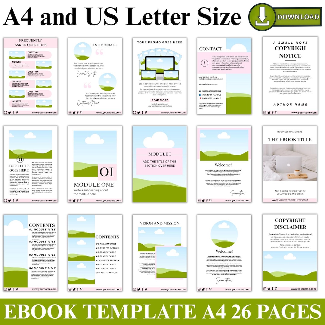 Editable Ebook Template, Small Business Canva Ebook Template, A4 and US ...