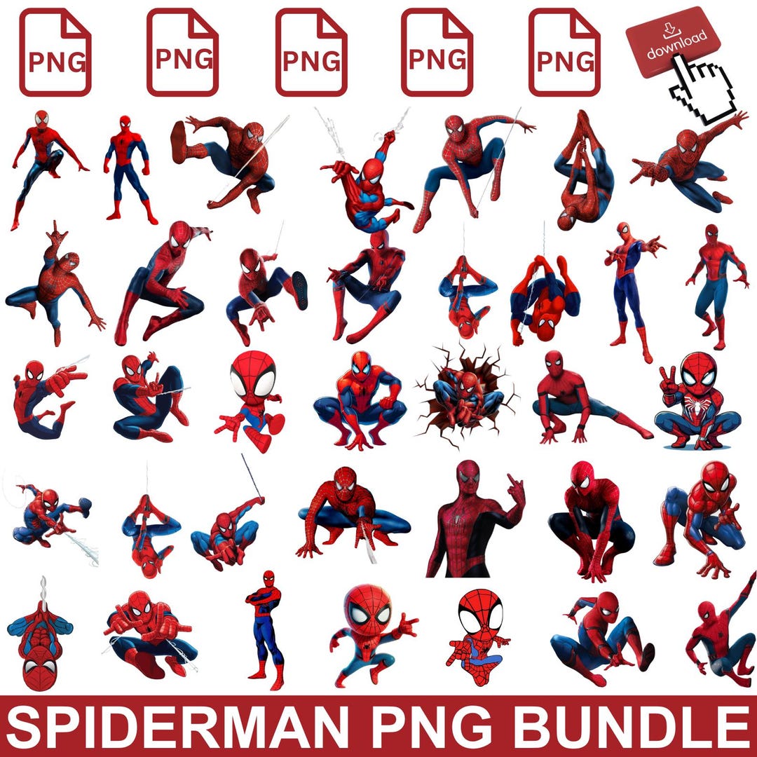 Spiderman Png Bundle, Spiderman Clipart, Spiderman Cut Files for Circut ...